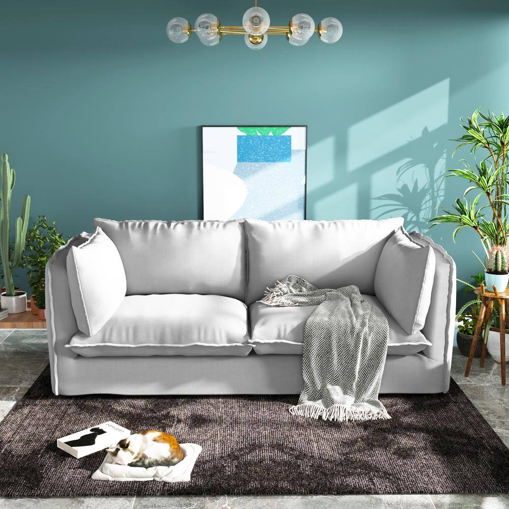 Dwell Home Inc Harlow 80 in Straight Arm Cotton Rectangle Overstuffed Down-Filled Modern ...