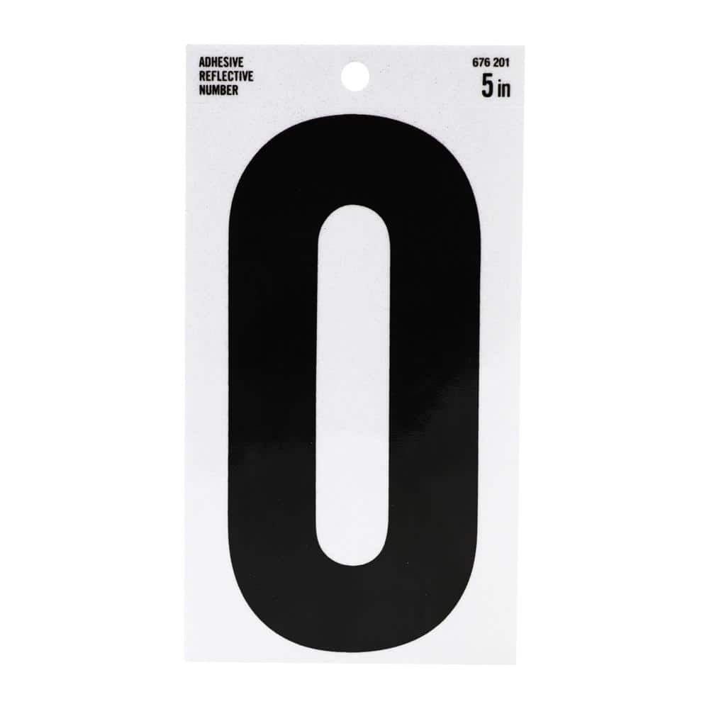 Everbilt 5 in. Mylar Reflective Self-Adhesive Number 0 Mailbox Sticker ...