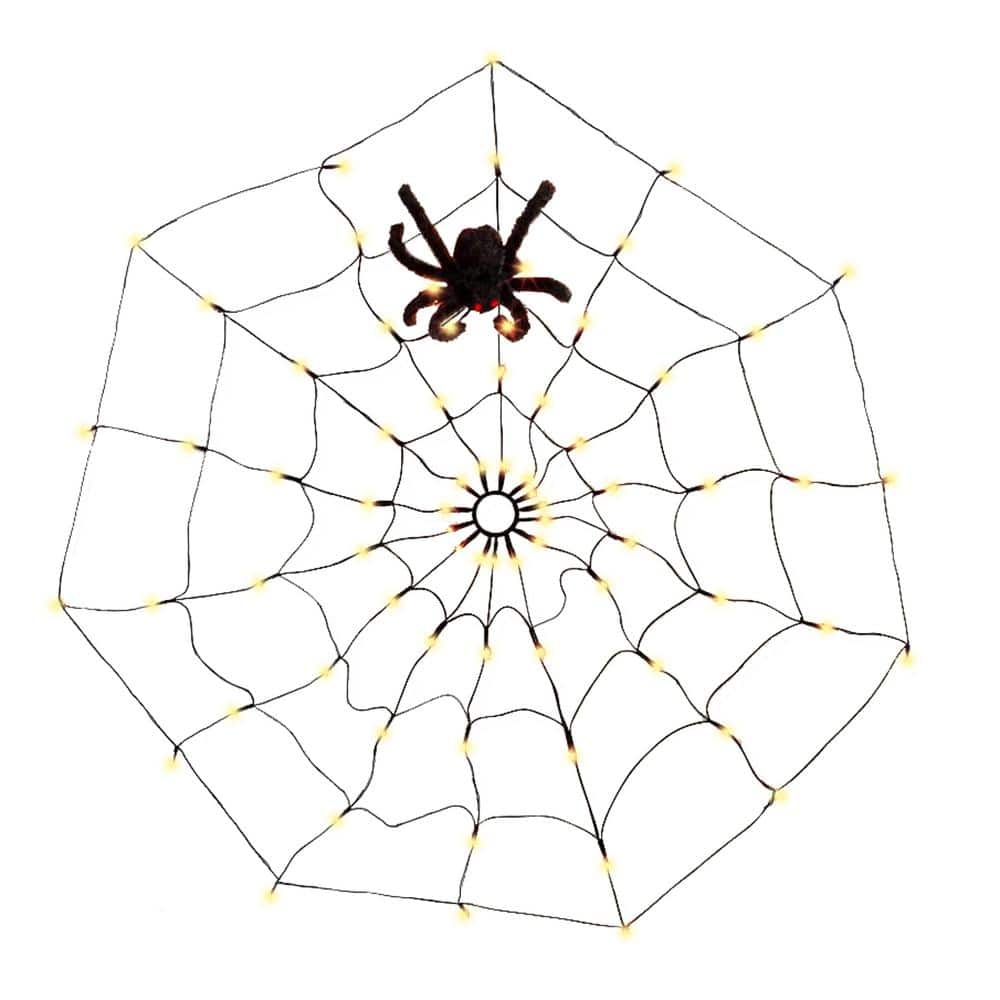 LUMABASE Electric Lighted Halloween Hanging Décor LED Spider Web and ...