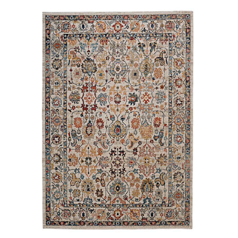 Linon Home Decor Laramie Ivory and Blue 8 ft. x 10 ft. Area Rug ...