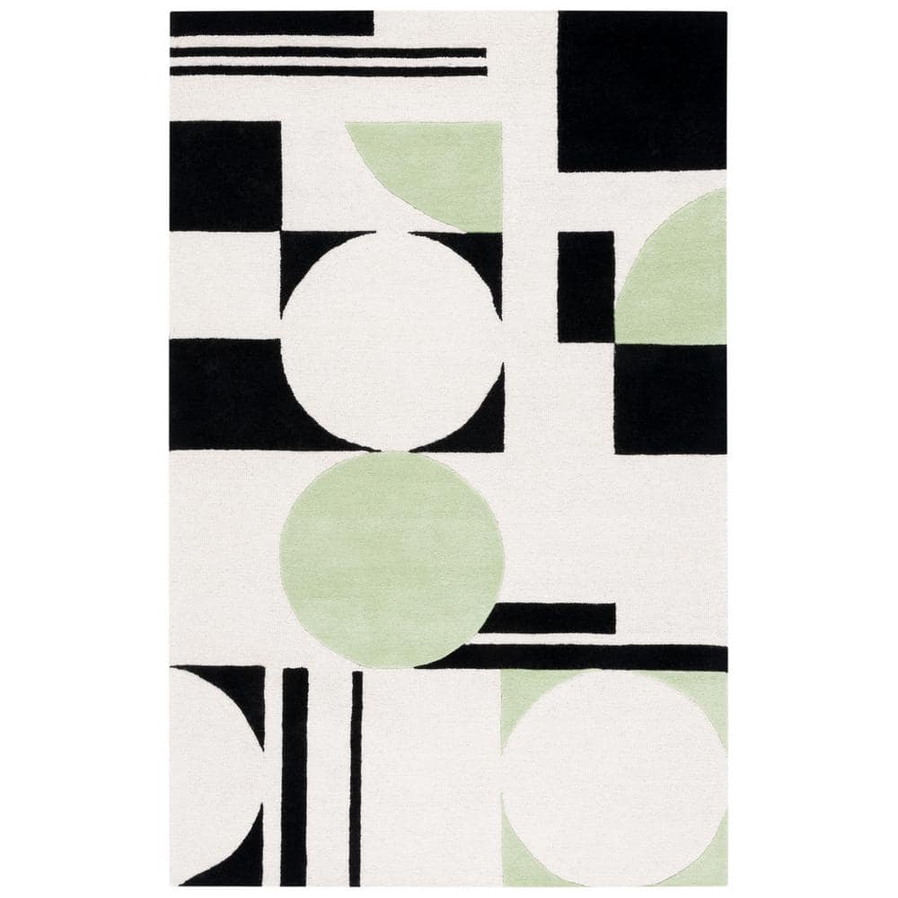 SAFAVIEH Rodeo Drive Green/Black 5 ft. x 8 ft. Geometric Area Rug ...