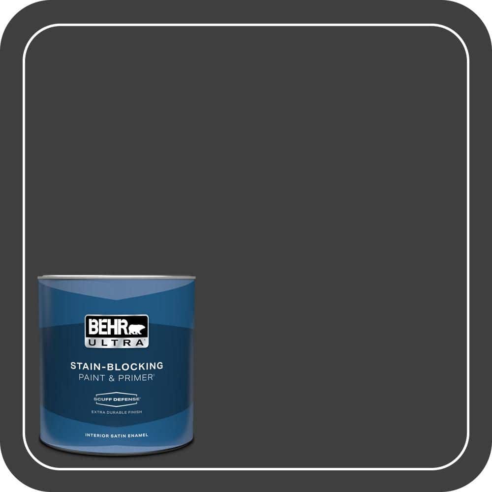 BEHR ULTRA 1 qt. Black Extra Durable Satin Enamel Interior Paint ...
