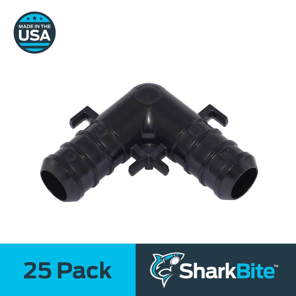 SharkBite 1/2 in. PEX Barb Plastic 90° Elbow Fitting (25-Pack) UP248A25 ...