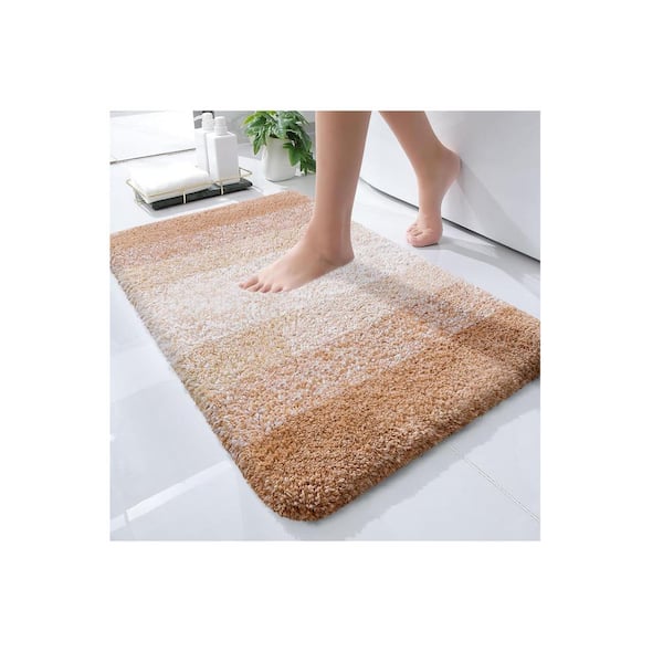 Aoibox 24 in. x 16 in. Beige Stripe Microfiber Rectangular Contour Bath ...