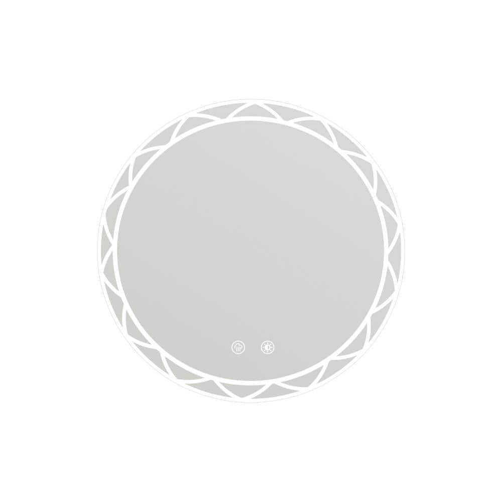 36 in. W x 36 in. H Round Frameless LED Bathroom Mirror Adjustable ...