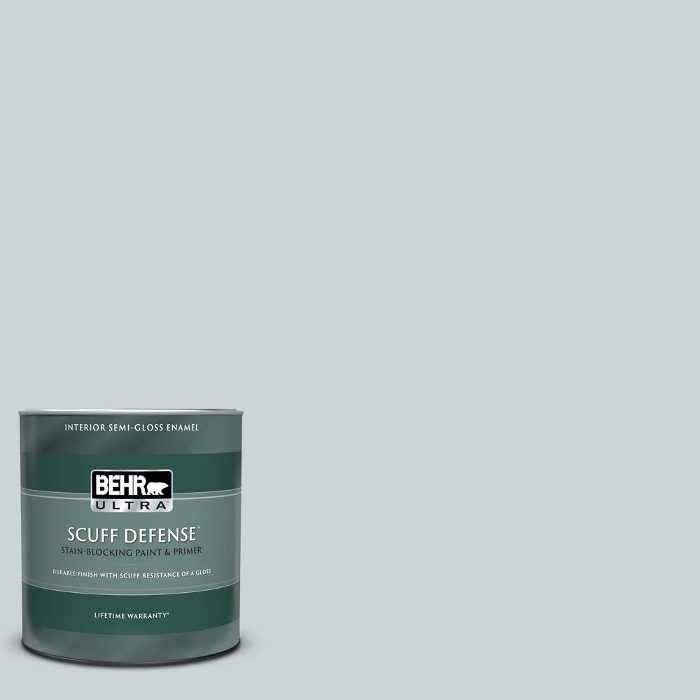 BEHR ULTRA 1 qt. #N470-1 Ash Blue Extra Durable Semi-Gloss Enamel ...