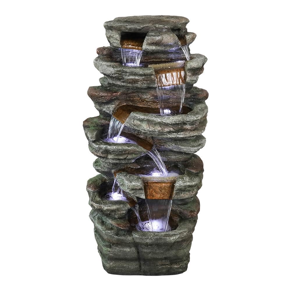 Watnature Resin Outdoor Garden Fountain -48 in. Tall 7-tier Large ...