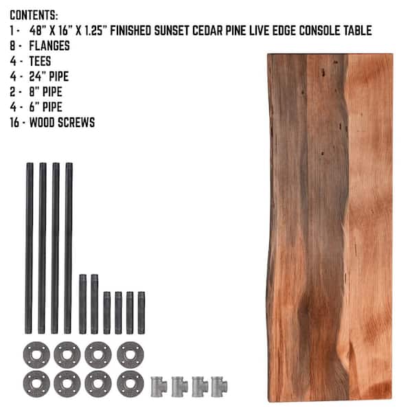 Entryway Furniture 48in 4ft 4 Legs Handmade Wood Live Edge Cedar Entry Table Home & Living ...