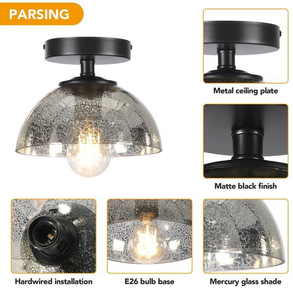 Mercury Glass Flush Mount Ceiling Light | Shelly Lighting
