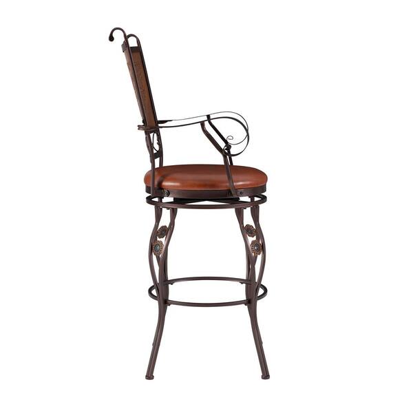 Rodriguez Big and Tall Bronze Metal Barstool with Arms