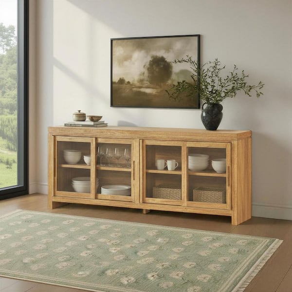 Walker Edison Furniture Company Booker Modern Heritage Oak 74 in. MDF ...