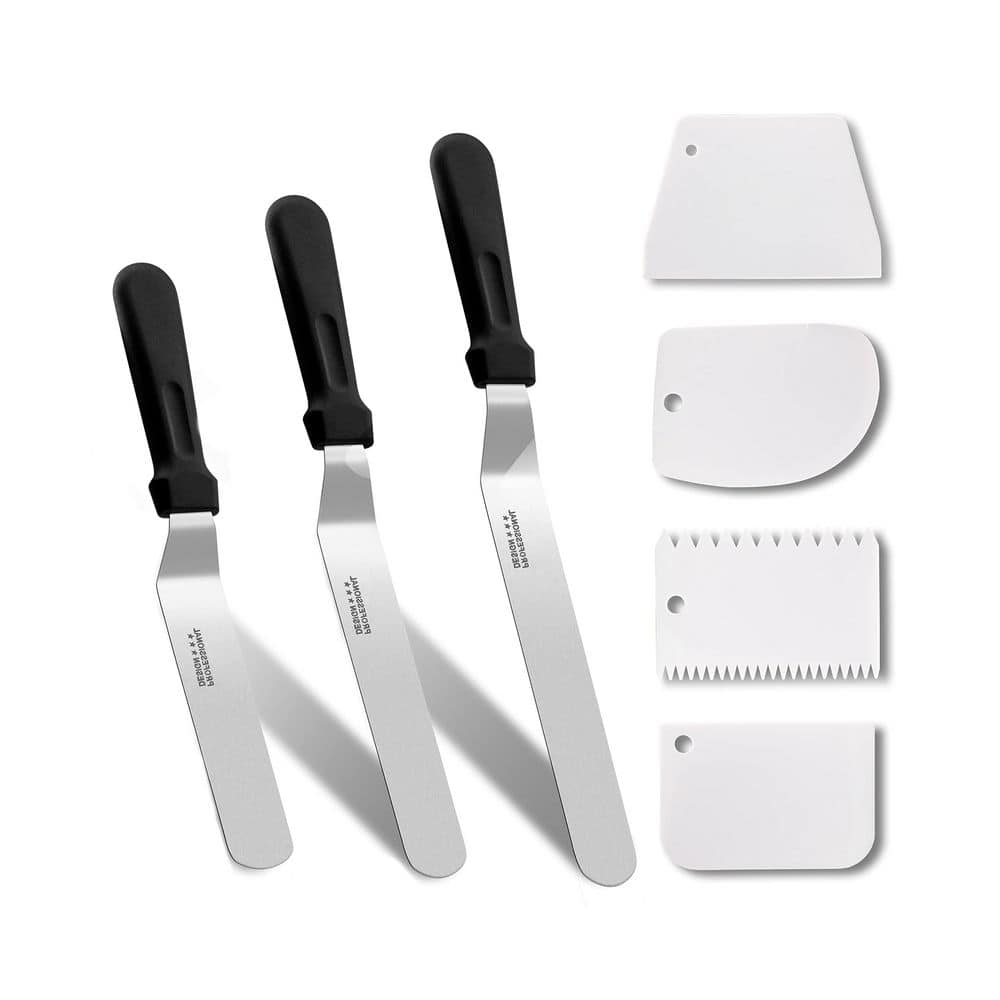 3-Piece Angled Offset Frosting Spatula Set with 6", 8", 10" Stainless ...