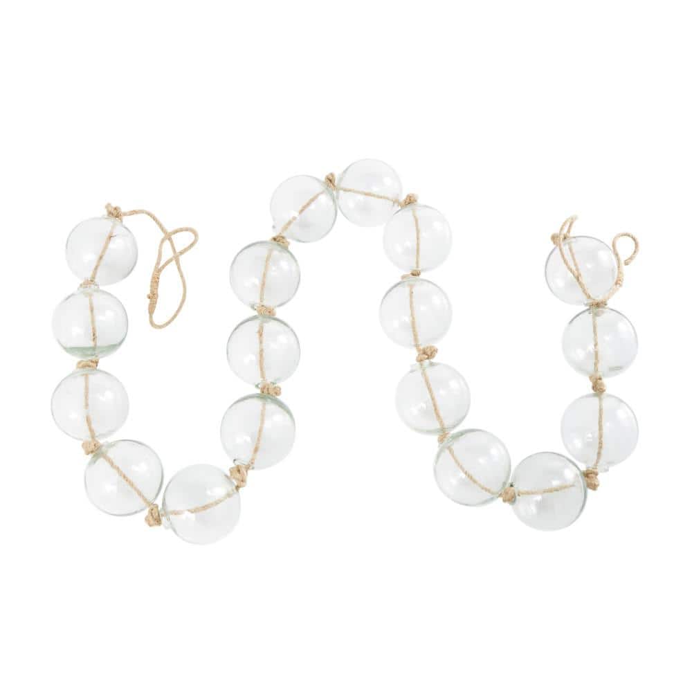 Litton Lane Clear Handmade Glass Round Extra Long Frosted Orb Beaded ...