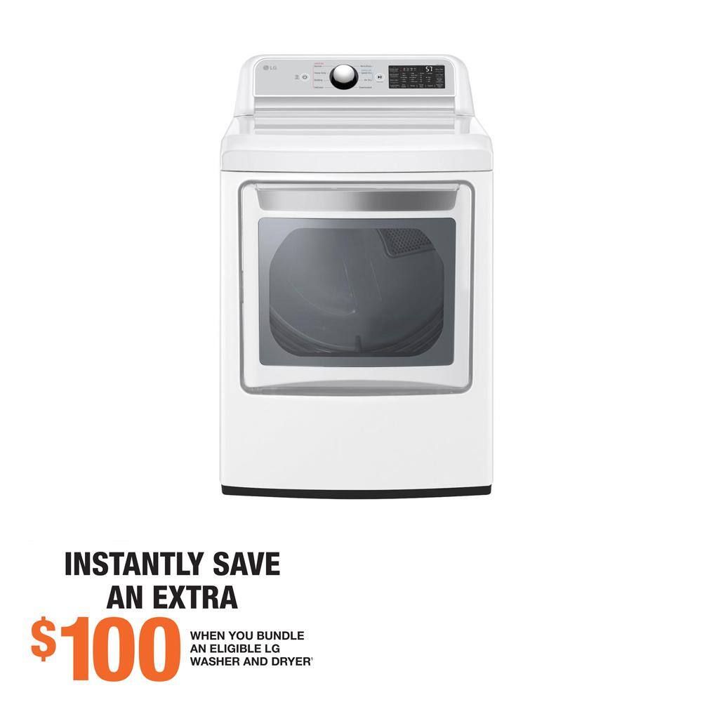 LG 7.3 cu. ft. Vented SMART Electric Dryer in White with EasyLoad Door ...
