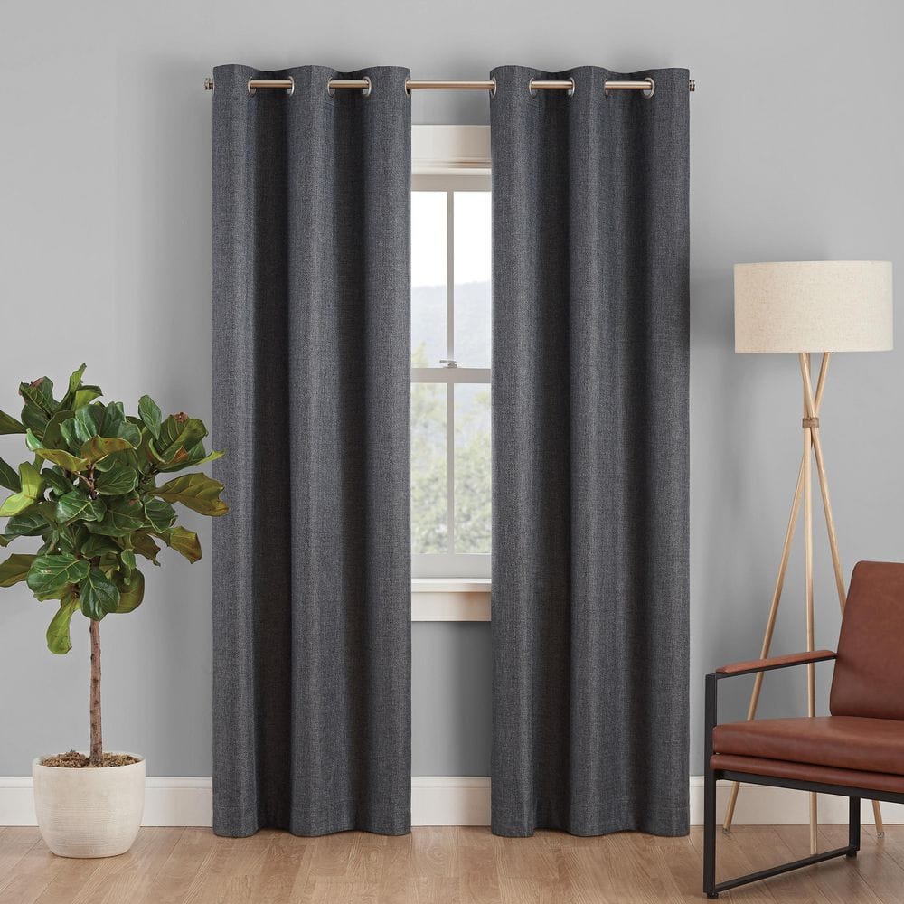 Eclipse Desmond Charcoal Solid Polyester 108 in. L x 40 in. W Blackout ...