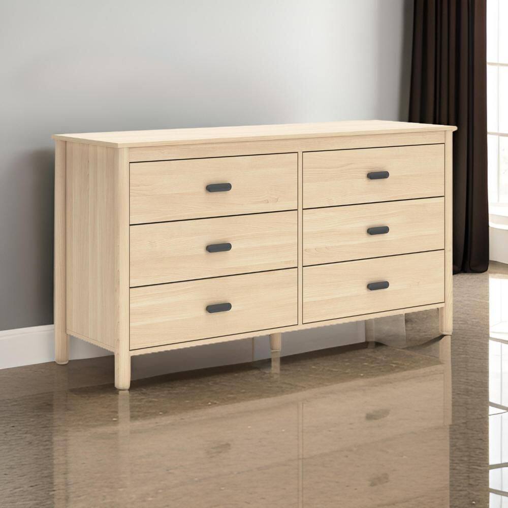 Benjara Abis Natural Brown 6-Drawer 61.57 in. Wide Dresser Without ...