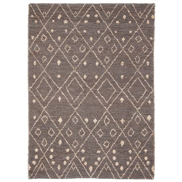 SAFAVIEH Bohemian 5 ft. x 8 ft. Gray/White Geometric Diamond Area Rug ...