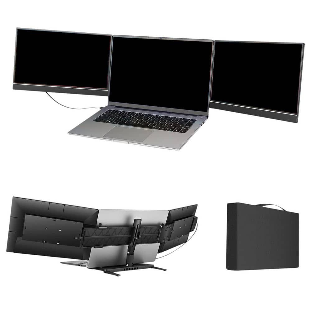 Vrbgify 14 in. Triple Portable Monitor, FHD 1080P IPS, Type-C/HDMI ...