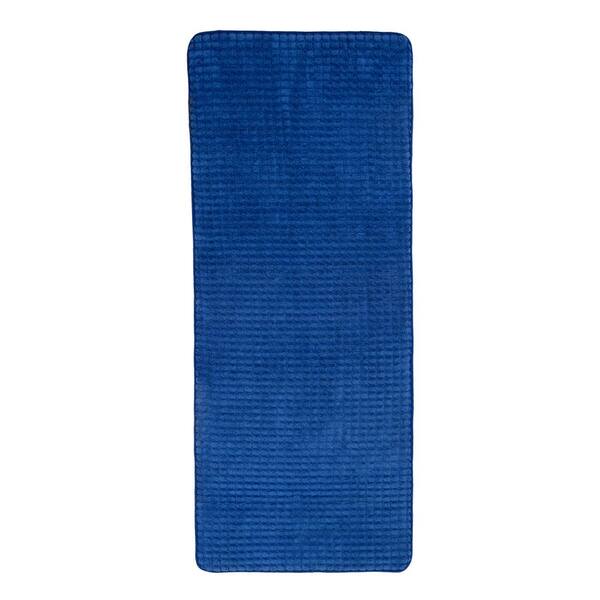 Lavish Home 24 in. x 59 in. Navy Blue Woven Jacquard Fleece Memory Foam ...