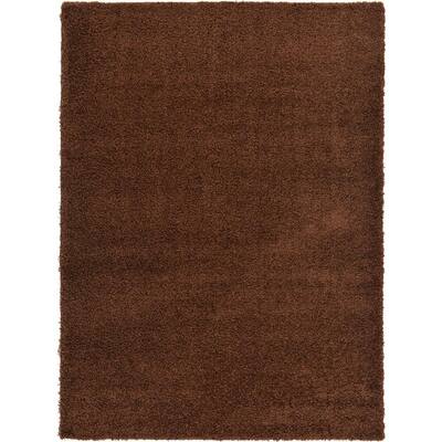 Unique Loom Solid Shag Chocolate Brown 9 ft. x 12 ft. Area Rug 3136090 ...