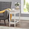 HOMESTOCK Cream Narrow End Table with Storage, Flip Top Narrow Side ...