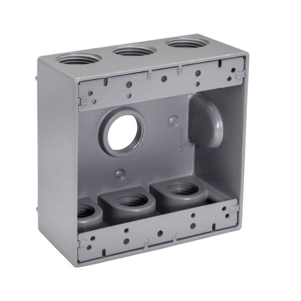 Southwire 3/4 in. Weatherproof 7-Hole Double Gang Electrical Box WB2775 ...