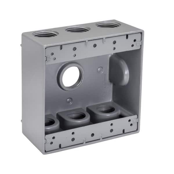 Southwire 3/4 in. Weatherproof 7-Hole Double Gang Electrical Box WB2775 ...
