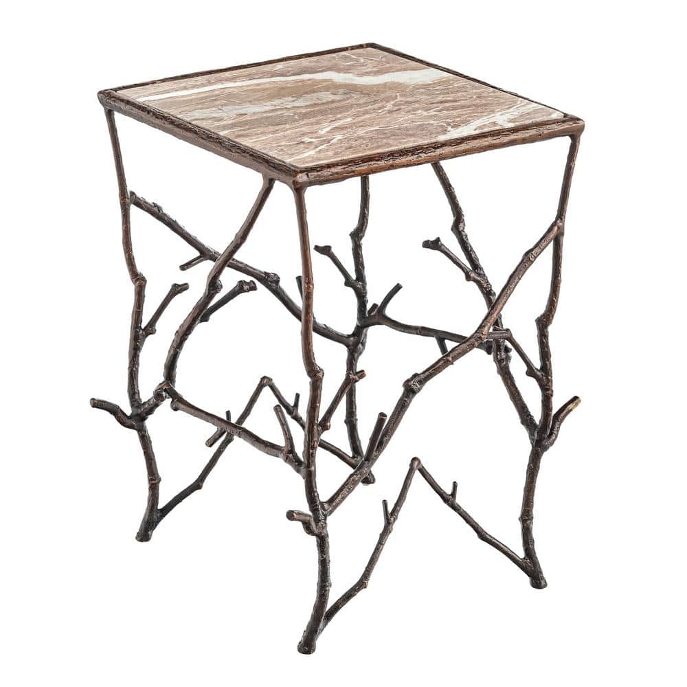 Evergreen Metal and Marble Outdoor Accent Table Branch Water 62G83 ...