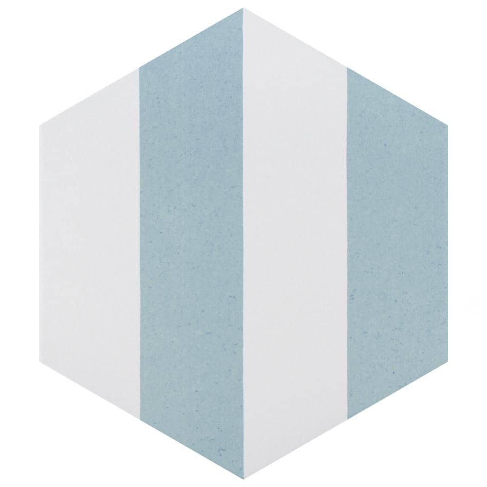 Merola Tile Porto Capri Hex Aqua 8-5/9 in. x 9-7/8 in. Porcelain Floor ...