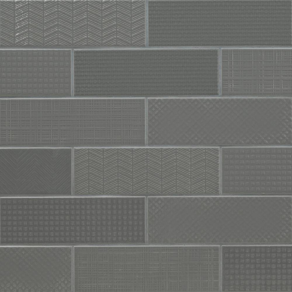 MSI Citylights Graphite 3D Mix 4 in. x 12 in. Glossy Ceramic Gray ...