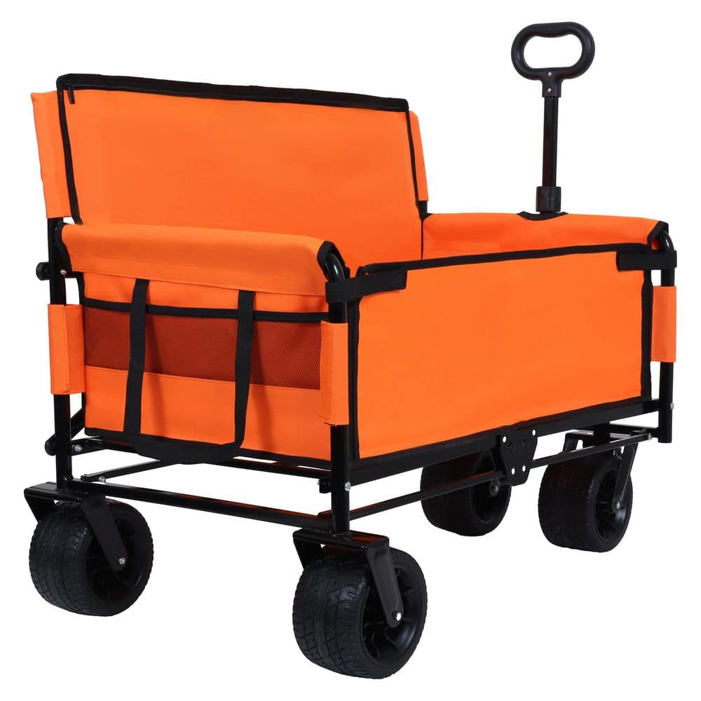 6.4 cu. ft. Orange Steel Garden Cart, 500 lbs Heavy-Duty Utility Wagon ...