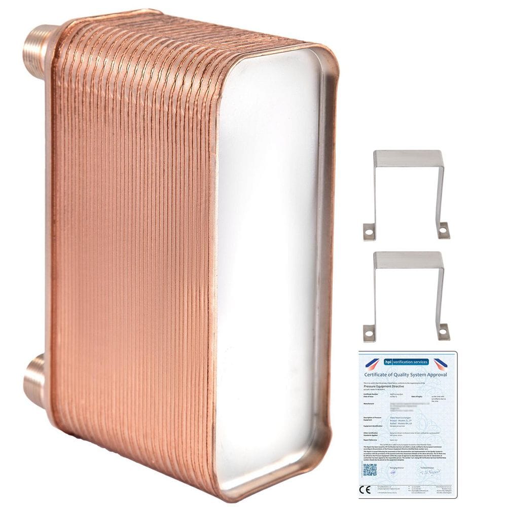 SKYSHALO Heat Exchanger 3 in. x 7.5 in. 40 Plates Brazed Plate Heat ...