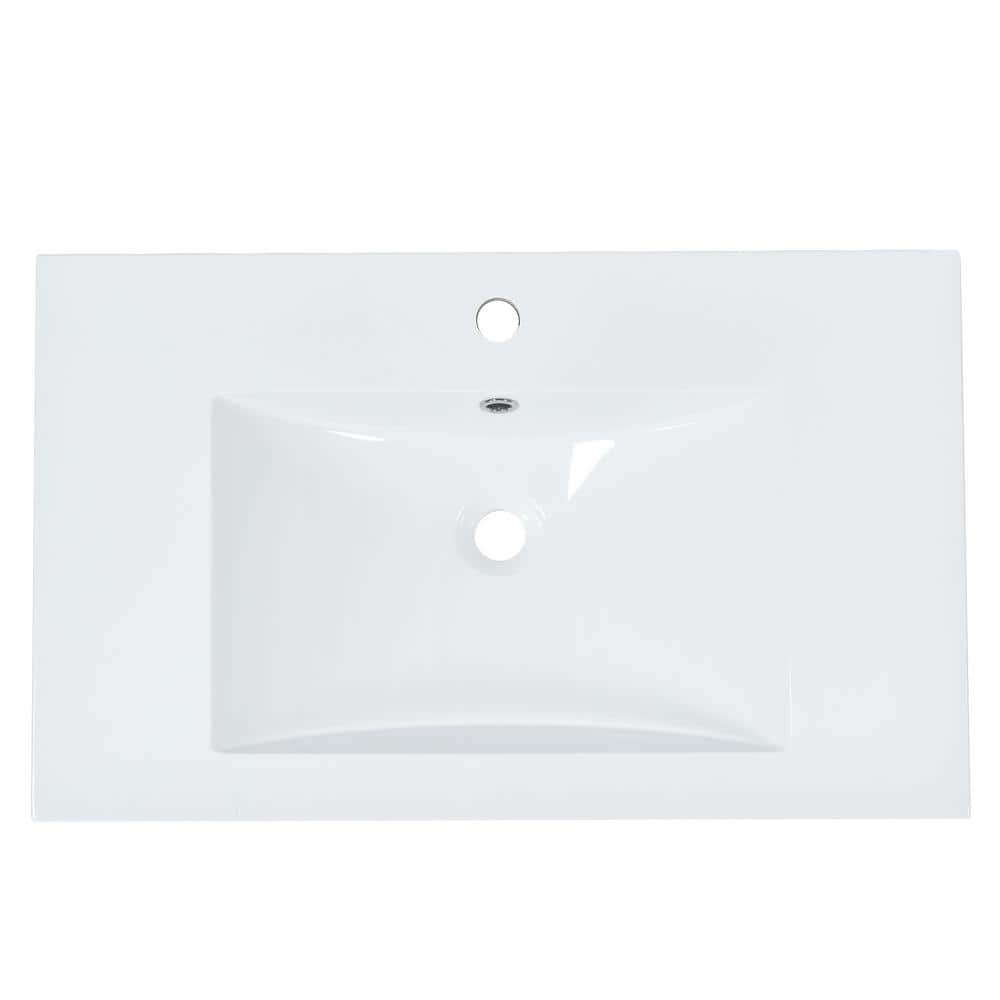Tenleaf 30 in. W x 18 in. D Rectangular Single Hole Bathroom Sink Resin ...
