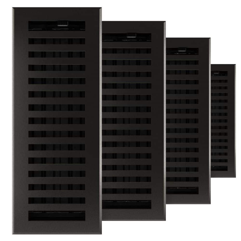 IMPERIAL Montezuma 4 in. x 12 in. Cast Iron Floor Register in Black (4 ...