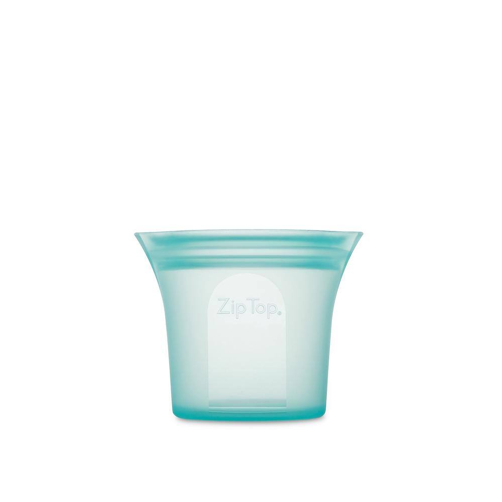 Zip Top 9 oz. Teal Reusable Silicone Short Cup Zippered Storage ...