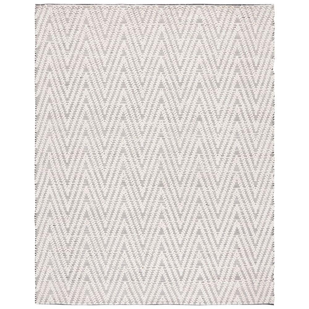 SAFAVIEH Natura 9 ft. x 12 ft. Ivory/Black Zig-Zag Striped Area Rug ...