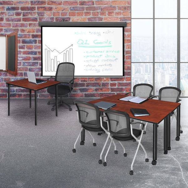 Regency Kee 66 in x 24 in. Cherry Top Mobile Training Seminar Table ...