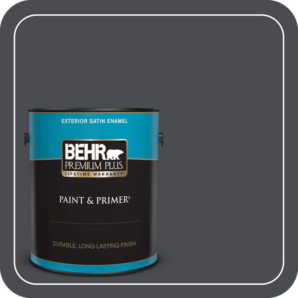 BEHR PREMIUM PLUS 1 gal. #N500-7 Night Club Satin Enamel Exterior Paint ...