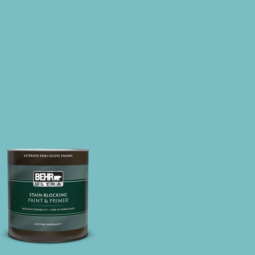 BEHR ULTRA 1 qt. #M460-4 Pure Turquoise Semi-Gloss Enamel Exterior ...