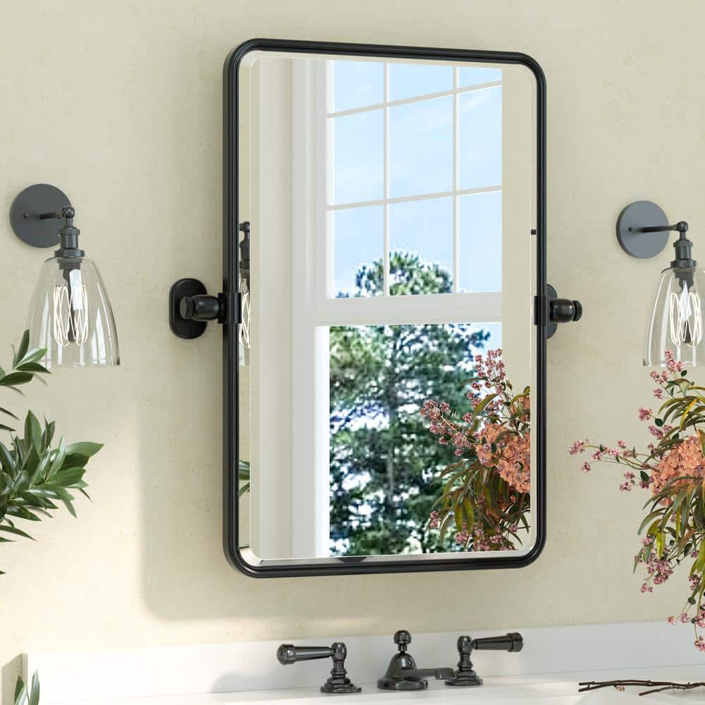 KeonJinn 16 in. W x 24 in. H Black Mirrors Framed Tilt Mirrors for ...