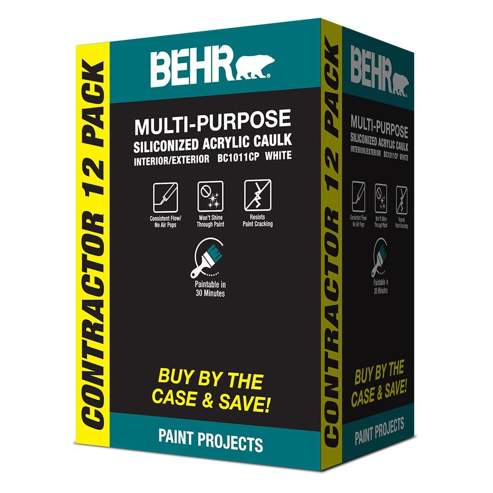 BEHR Multi-Purpose 10.1 fl. oz. White Siliconized Acrylic Latex Caulk ...