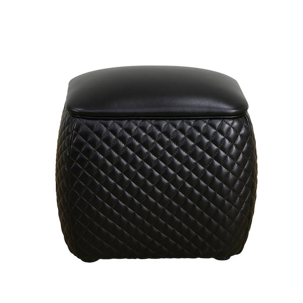 AndMakers Black Faux Leather Rectangular Ottoman WJL-P171 - The Home Depot