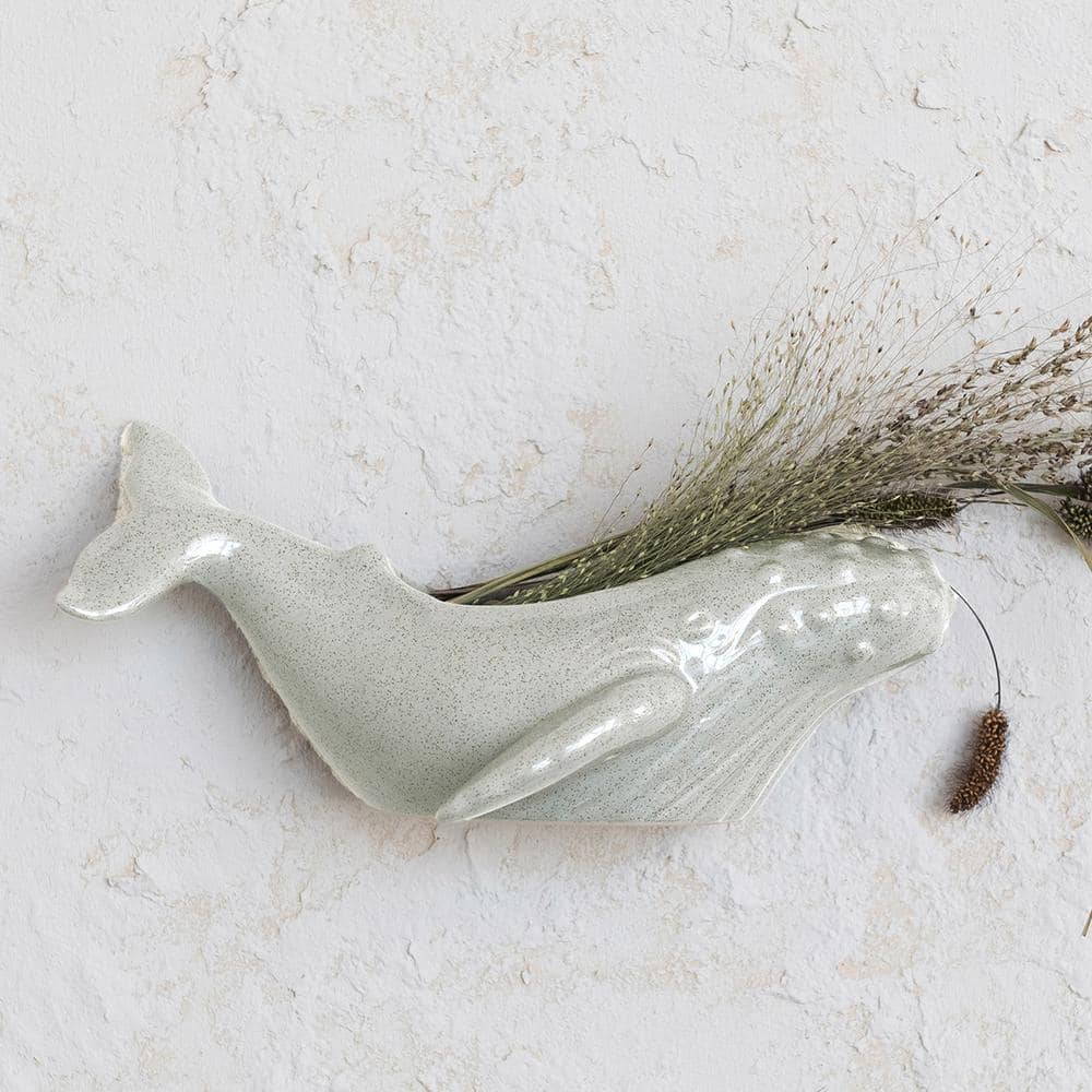 Storied Home Stoneware Whale Wall Planter, Grey Reactive Glaze DF6651 ... Storied Home Stoneware Whale Wall Planter, Grey Reactive Glaze DF6651 ...