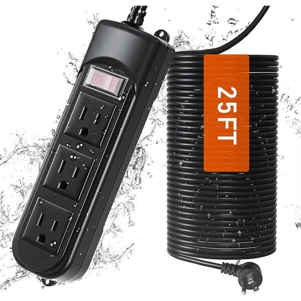 Lukyamzn 25 ft. Heavy Duty Outdoor Extension Cord 18AWG 3 Outlets ...