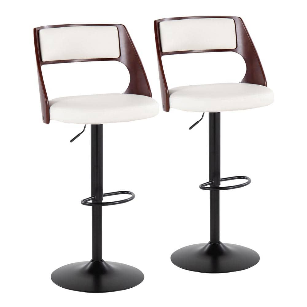 Lumisource Cecina 46.25 in. White Faux Leather, Cherry Wood and Black ...