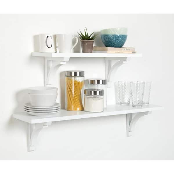 Kate and Laurel 36 Corblynd Traditional Wood Wall Shelf White