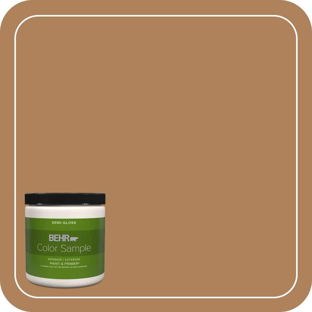 BEHR PREMIUM PLUS 8 oz. #S260-6 Circus Peanut Semi-Gloss Interior ...