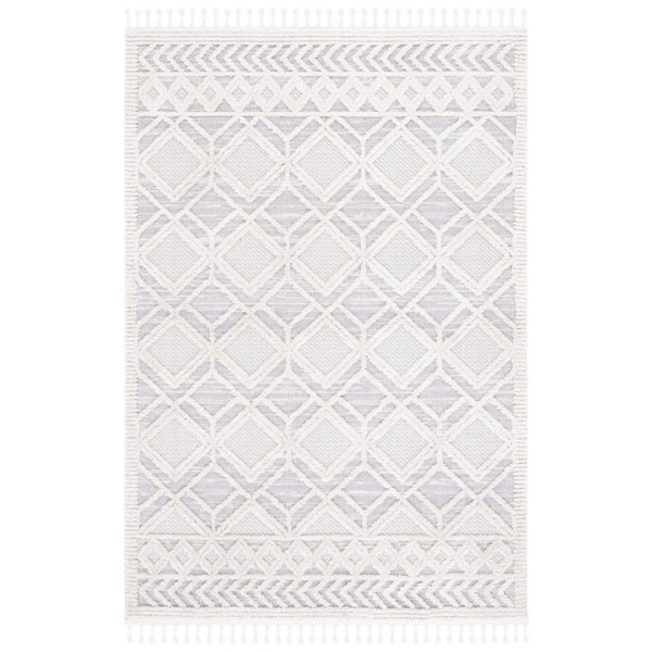 SAFAVIEH Marrakesh 9 ft. x 12 ft. Beige/Gray Diamond High-Low Area Rug ...