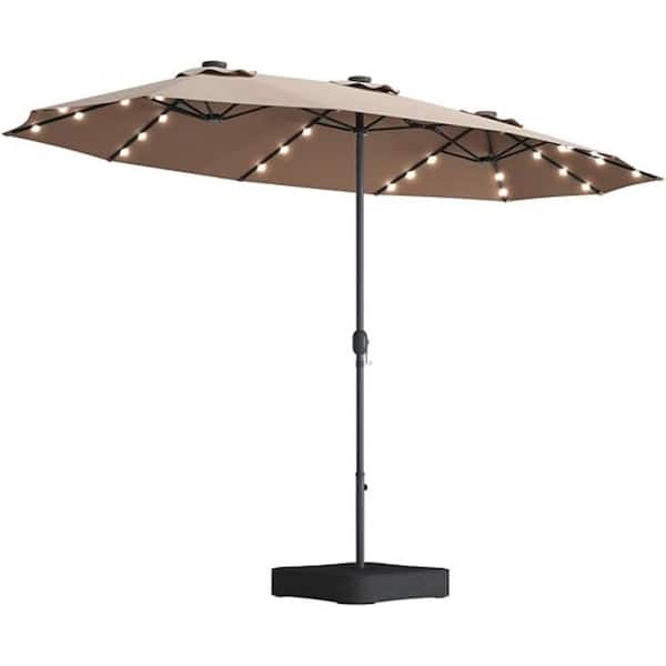 Large Double-Sided Rectangular Outdoor Twin 15 ft. Market Solar Patio ...