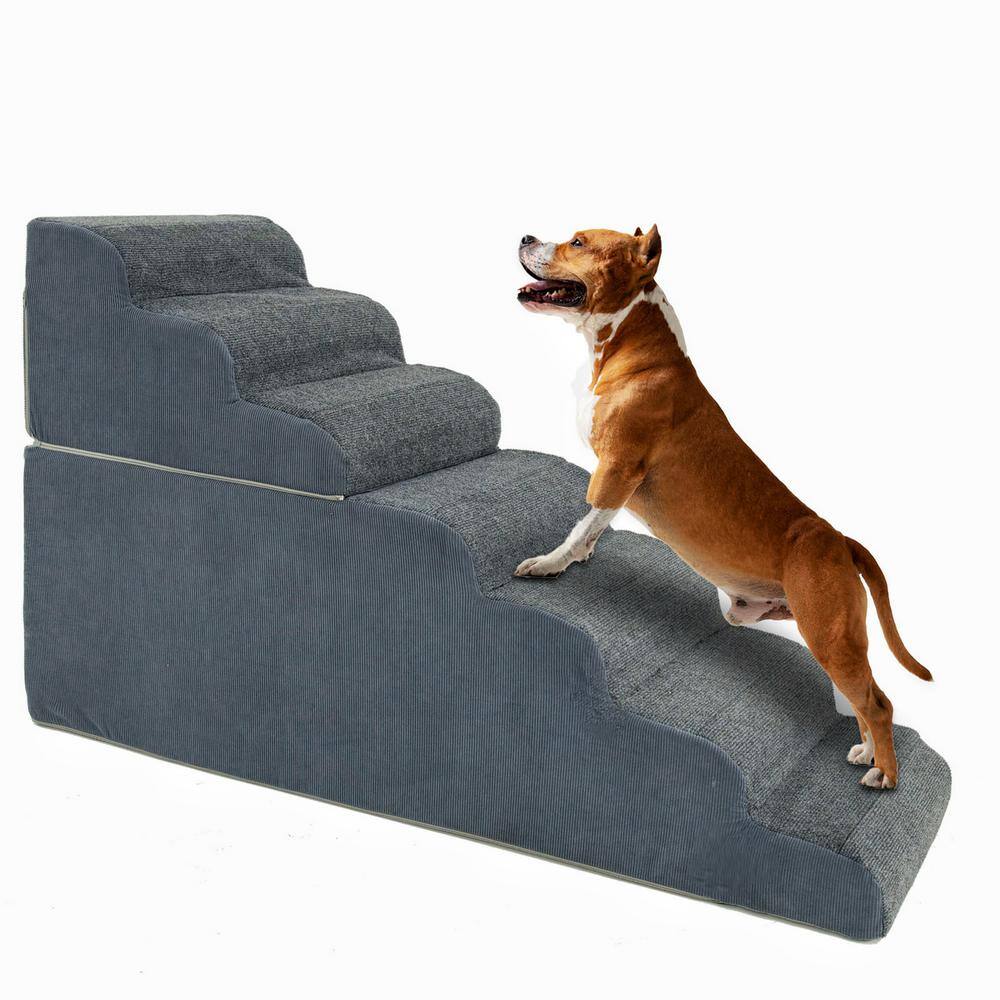 BOZTIY 7-Step Dog Stairs for Small Dog and Cat Foam Pet Steps Non-Slip ...